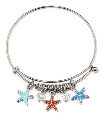 BANGLE CHARM BRACELET EXPANDABLE WIRE SEALIFE CHARMS STARFISH | eBay