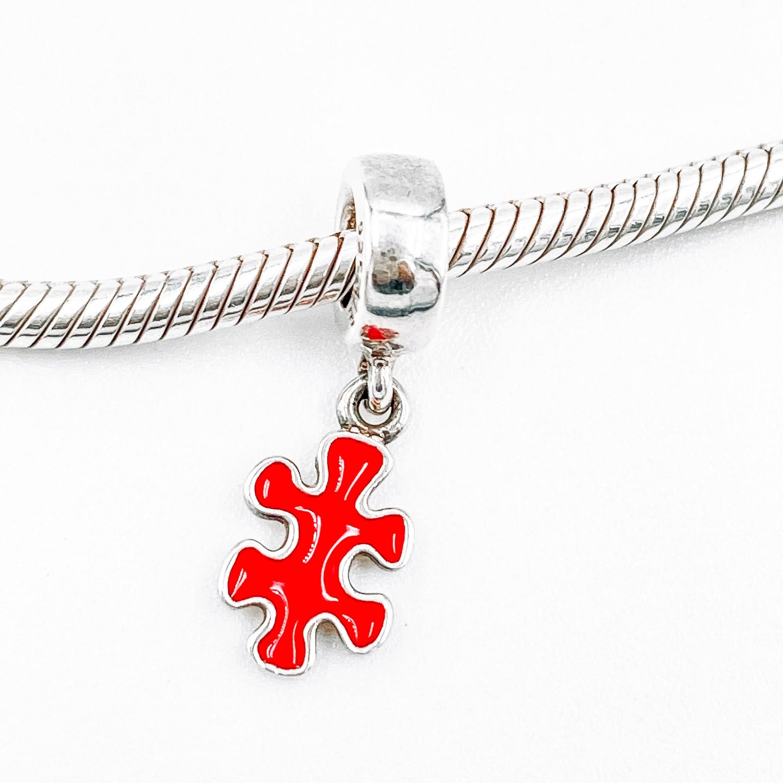 PANDORA RARE Genuine Red Autism Jigsaw Puzzle Dangle … - Gem