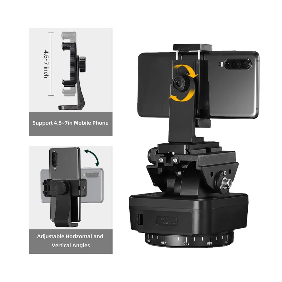 Pan Tilt Camera Mount Motorized Tripod Head with Remote Control and ...