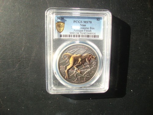 2020 Niue Tyrannosaurus T Rex 1 oz Colorized Silver Round PCGS 70 ...