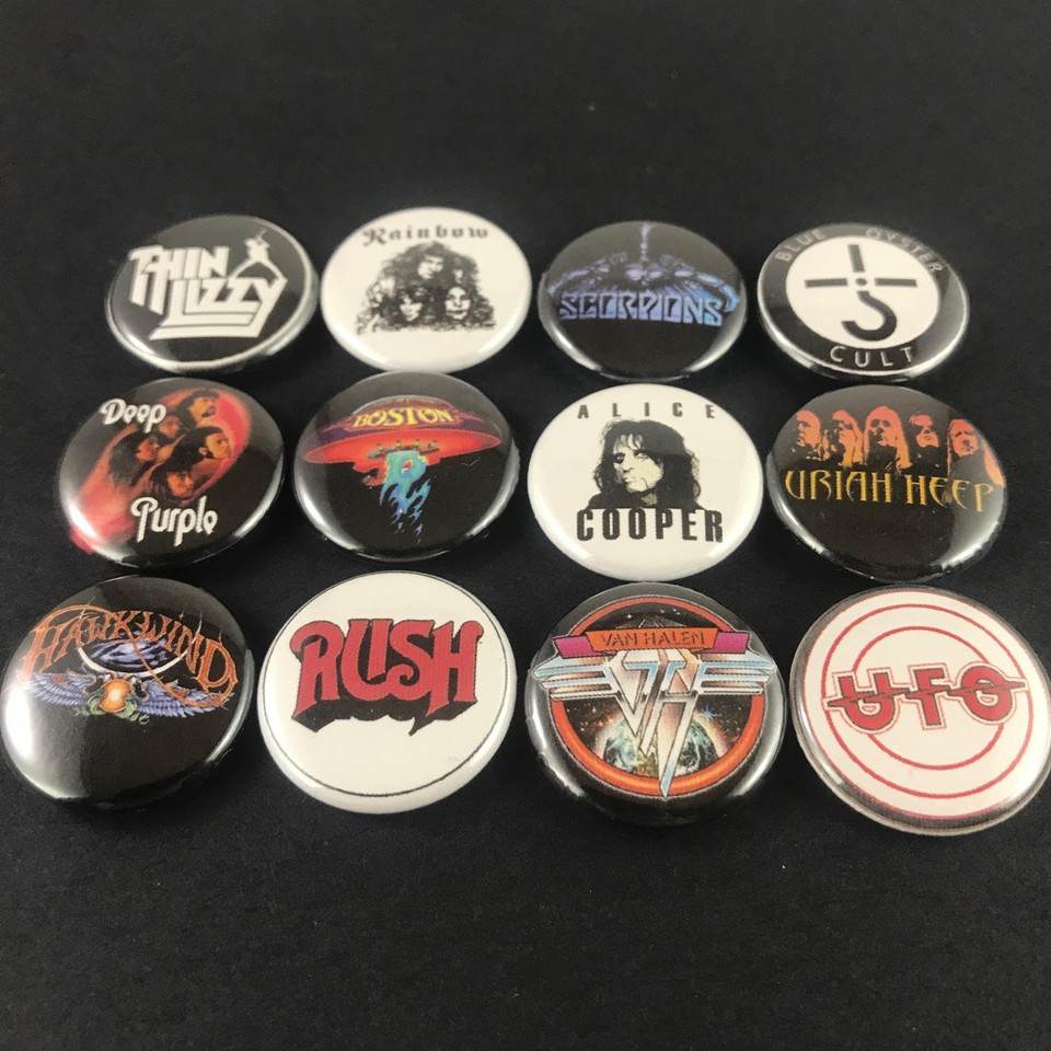 Hard Rock 1" Button Pin Set Classic Rock n Roll Heavy Metal Deep Purple ...