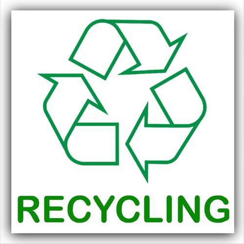 Recycling Text Self Adhesive Bin Stickers Printed Recycle Logo Sign ...