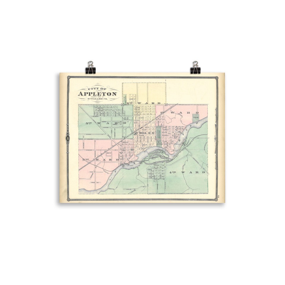1878 Appleton Wisconsin Antique Map Poster Print | eBay
