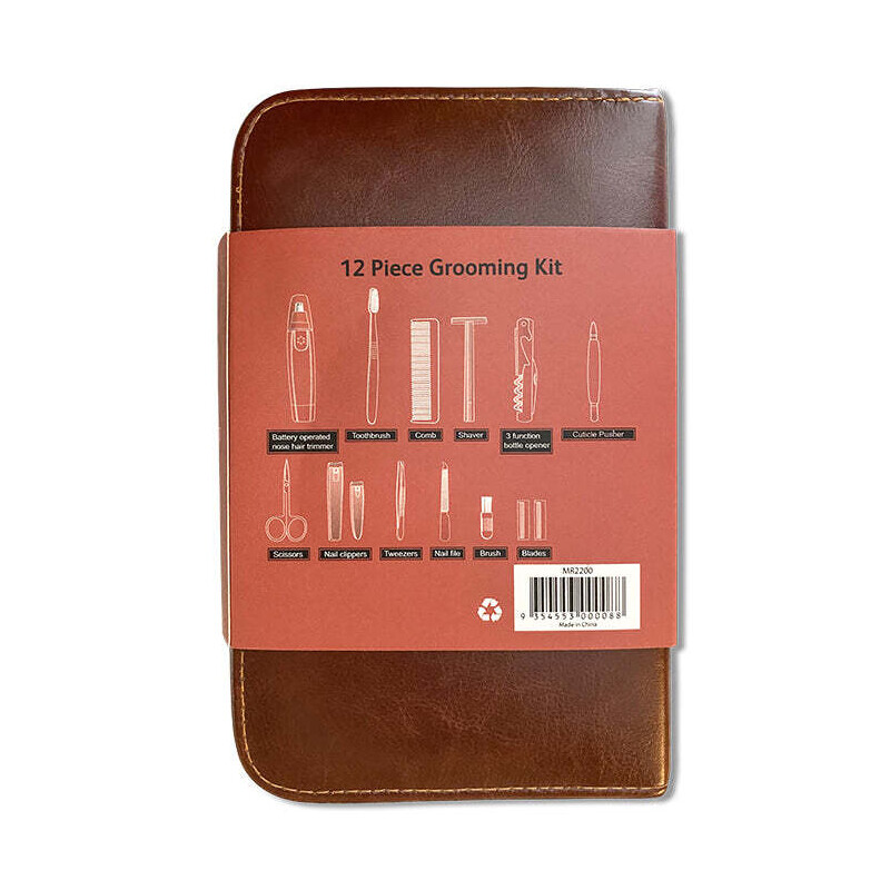 12pc Men's Republic 12.5cm Grooming Zipper Bag Trimmer/Shaver/File Kit ...