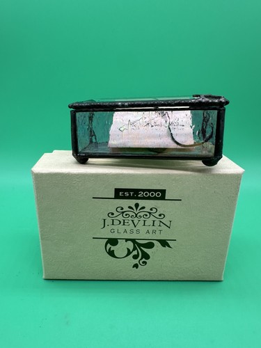 J. DEVLIN Glass Art Dragonfly Stained Textured Glass Metal Trim Trinket ...