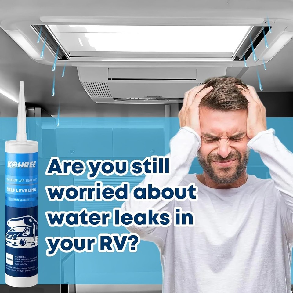 RV Roof Sealant 4 Pack, Self-Leveling Lap Sealant White, RV Caulking ...