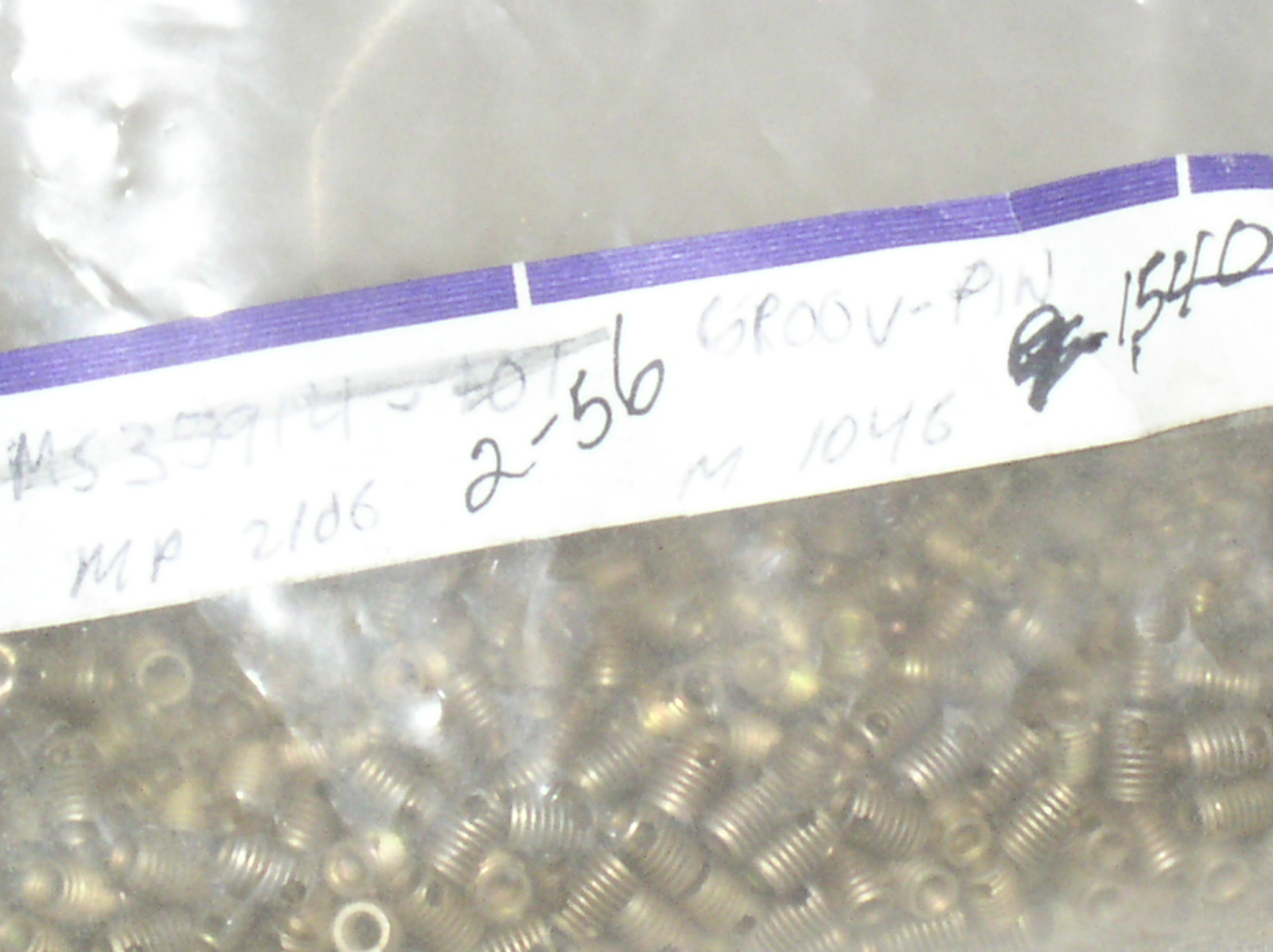 100 MS35914-101 GROOV PIN H-08656-12 TAP-LOK THREADED INSERTS 2-56 ...