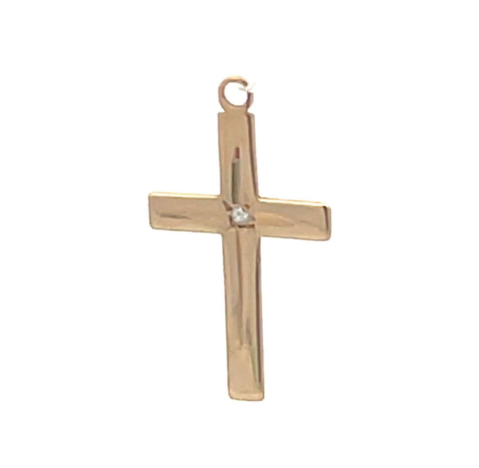 14K Diamond Inset Classic Cross Christian Faith Charm… - Gem