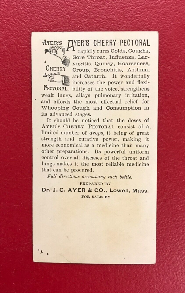 Ayer's Cherry Pectoral Medicine Ad Card Dr AC Ayer & Co Vintage ...