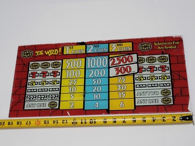 Vintage Las Vegas Casino Slot Machine GLASS Panel EARTH QUAKE Is Wild ...