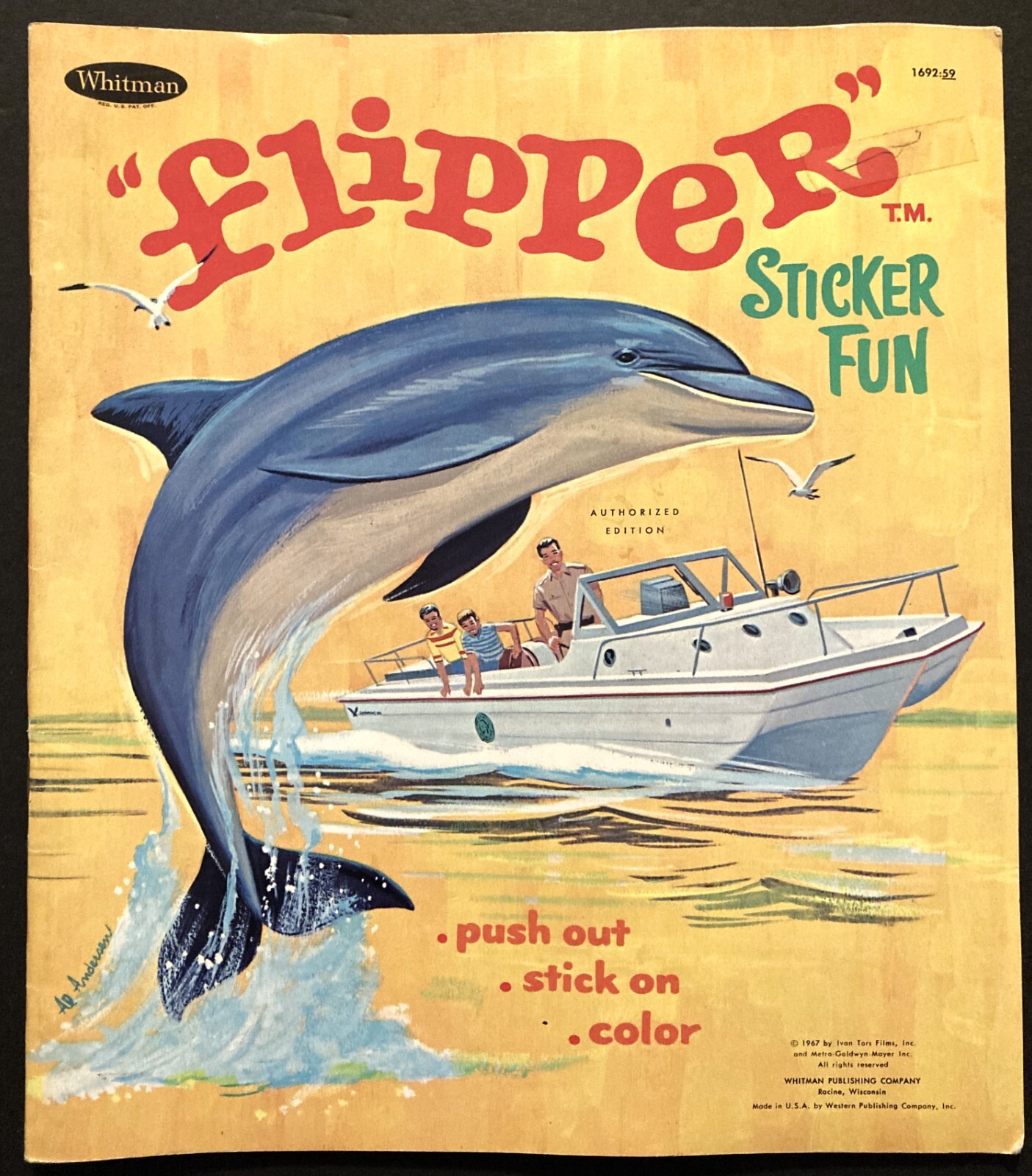 1967 WHITMAN "FLIPPER STICKER BOOK" TV SHOW - IVAN TORS DOLPHIN | eBay