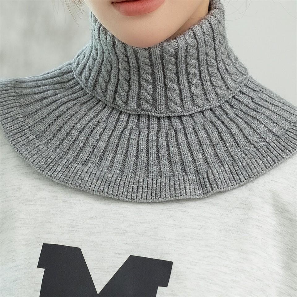 Women Knitted Solid Turtleneck False Mock Neckerchief Neck Covers ...