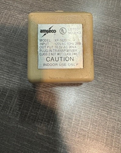 AMSECO XP-1620 POWER SUPPLY SECURITY SYSTEM TRANSFORMER 16.5V XP1620 ...