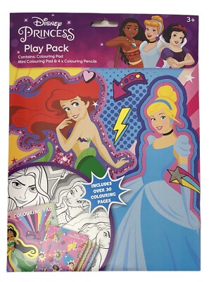 Disney Princess Play Pack Kids Activity Colouring Pad Book Pencil Set ...
