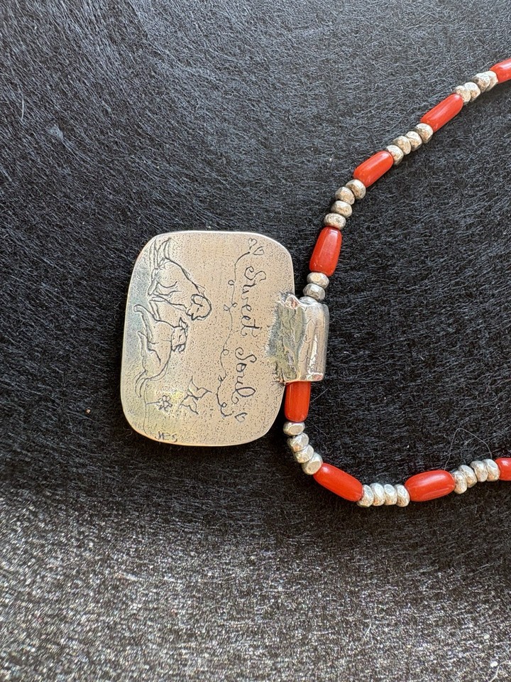 Jes Maharry Silver Necklace With Red Beads And A Silver Pendant “be ...