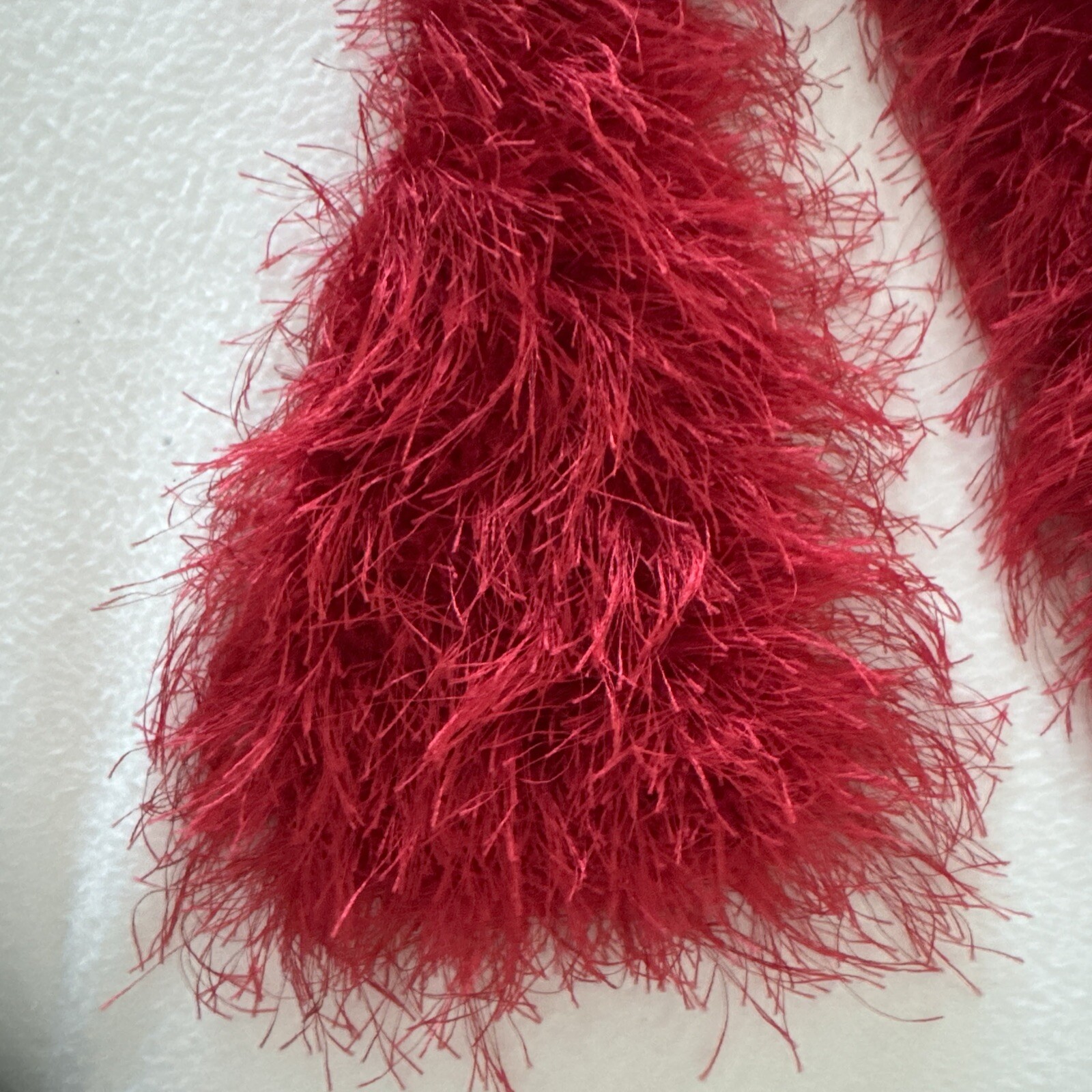 HAND-MADE EYELASH YARN BOA SCARF Dark Red Long Crochet Fun Fur 6 X 46 ...