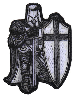 Black and White Crusader Knight Small Christian Patch - 3.3x4.5 inch ...