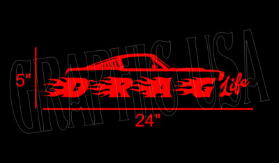 DRAG LIFE MUSTANG RED DECAL FOR WINDOW CAR 24" X 5" . | eBay