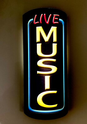 LIVE MUSIC BATTERY PWR LED LIGHTED wall sconce / bar sign NEON STYLE | eBay