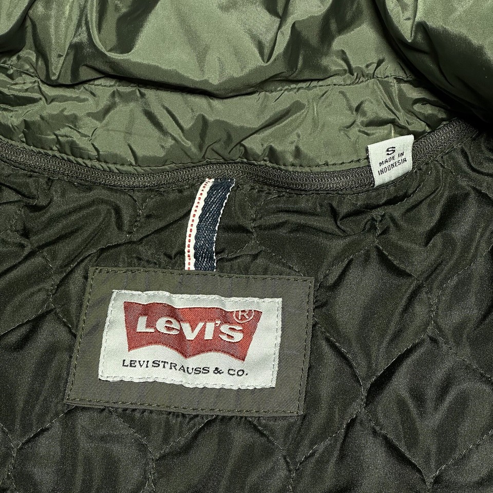 Levi’s Olive Green Military Style Field Jacket Quilt Lined Men’s Size ...
