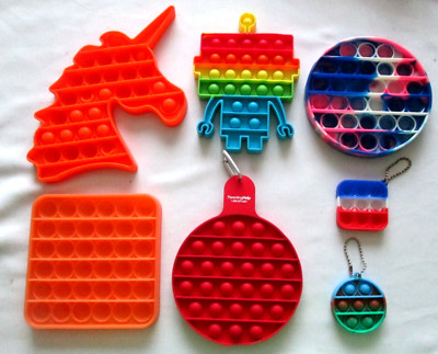 Lot-7-Pop It Fidget Sensory Toys Unicorn Rainbow Robot Ball, Size 8"x6 ...