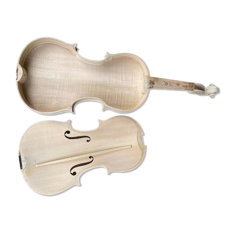 Unfinished Violin 4/4 White violin Flame Maple Back Unglued Violin Top ...
