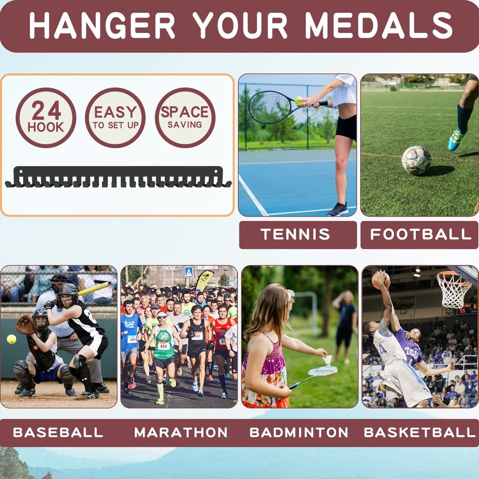 Ahomiwow Medal Holder Display Hanger Rack Metal Frame Storage Collector ...