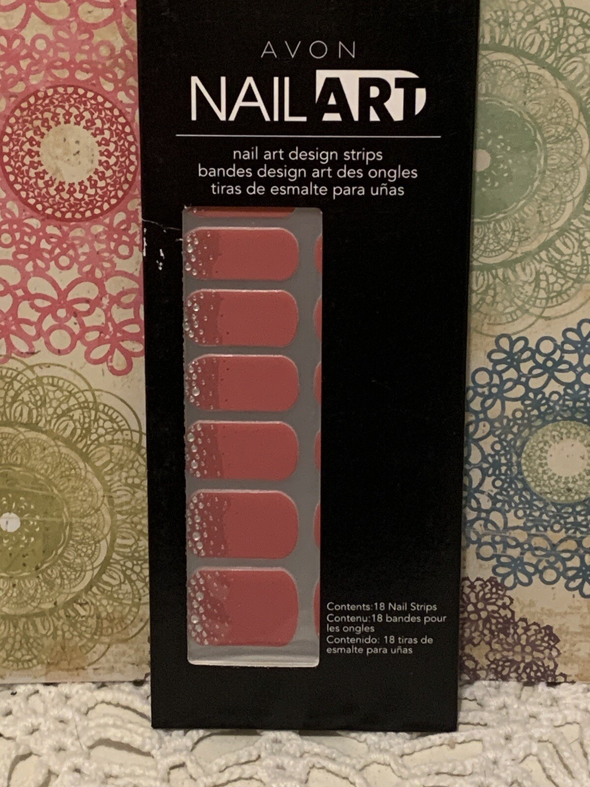 Avon Nail Art Design Strips stickers adhesives-polish-gems-French tip ...