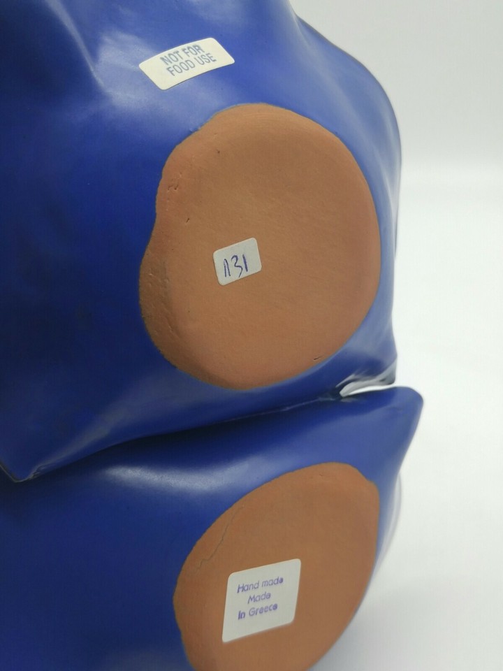 Greek Art Pottery Glazed Blue Twisted Plate - Abstract Ocean Artisan ...