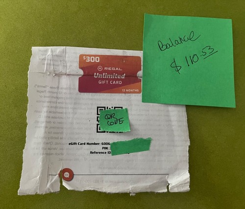 Regal Gift Card $110.53 Balance | eBay