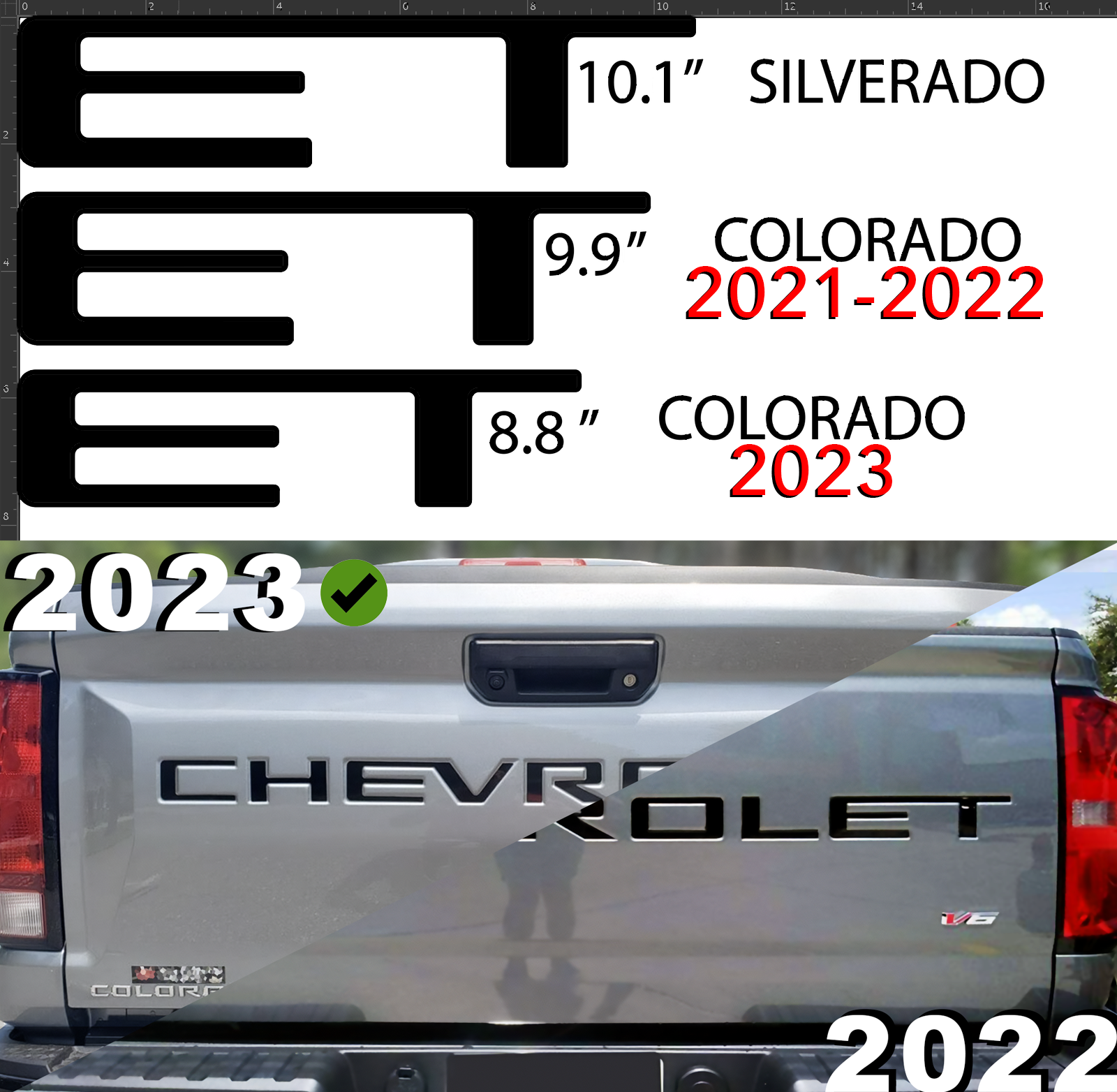 2023-2025 Chevy Colorado Carbon Raised Plastic Tailgate Letters Inserts ...