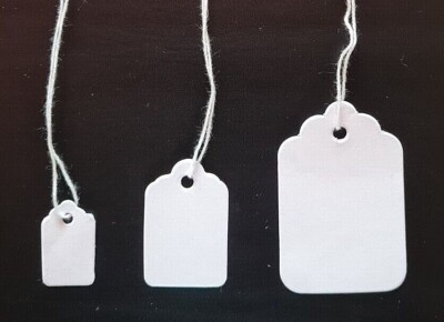 White Strung Tie Tags Labels Retail Shop Price Displays Jewellery ...