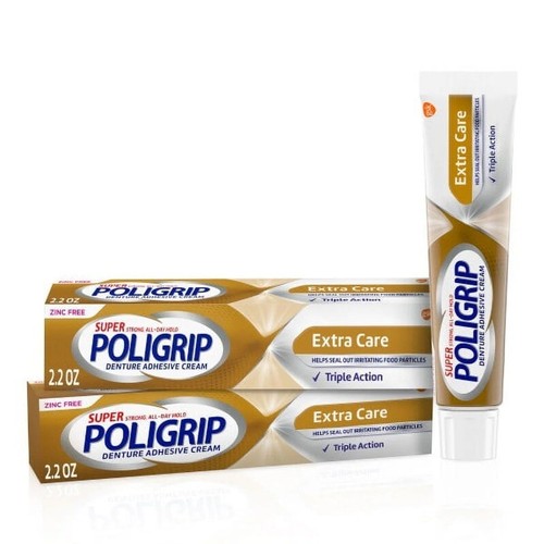 Super Poligrip Original Denture and Partials Adhesive Cream, 2.2 oz, 2 ...
