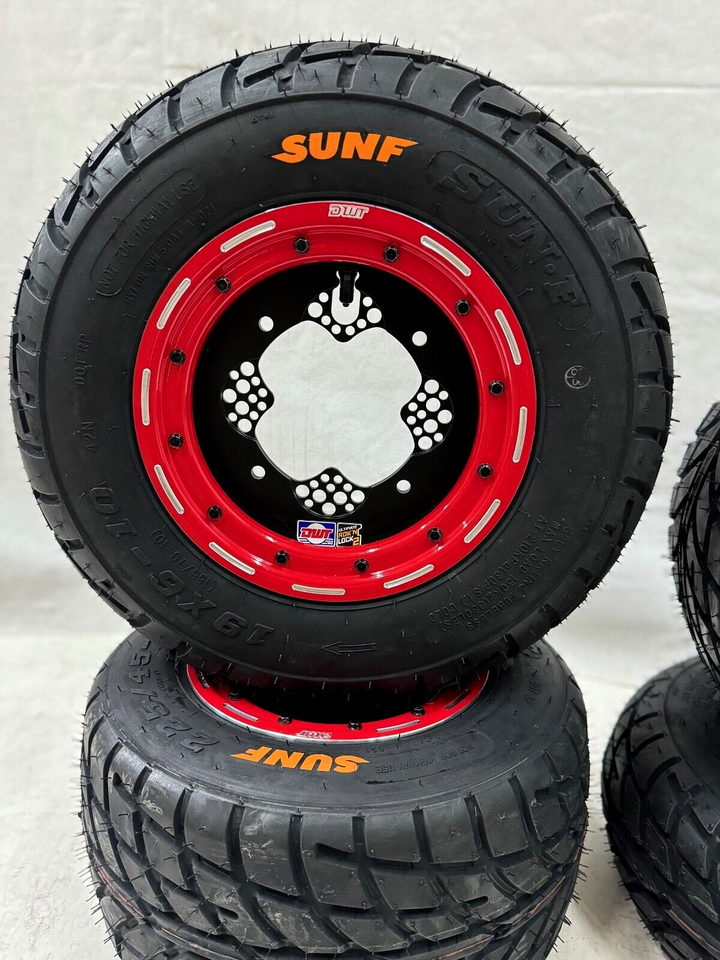 DWT G3 Red Beadlock Rims Sunf A021 Street Tires Yamaha Banshee Raptor ...