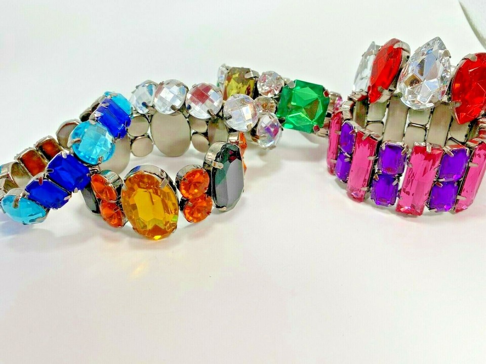 Wholesale Lot 6 Fashion Bling Bracelets Multi Color Stretch bling bling ...