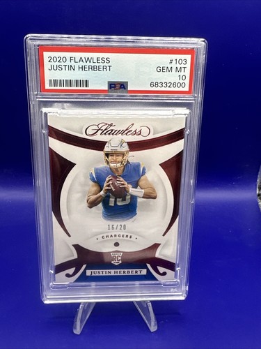 2020 Panini Flawless Ruby RC Rookie Justin Herbert 16/20 PSA 10 ...