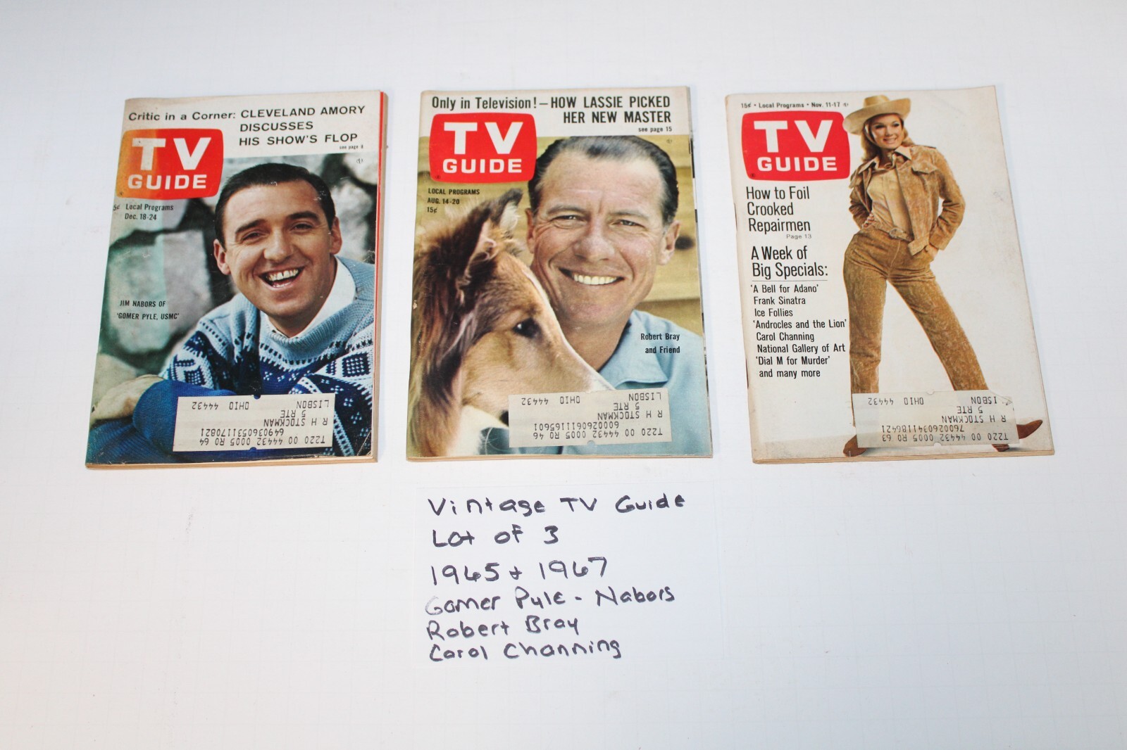Vintage TV Guide Magazine Lot of 3, 1965, 1967, Gomer Pyle, Carol ...
