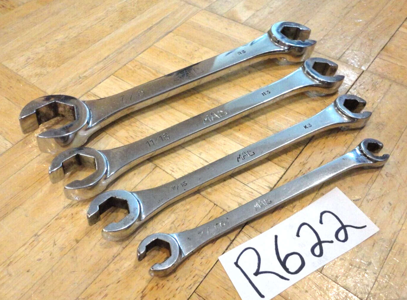 MAC TOOLS 4 PIECE SAE. FLARE-NUT DOUBLE END LINE WRENCHES 10 DEGREE ...