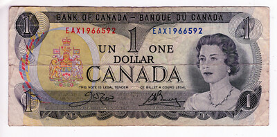Bank of Canada 1973 $1 One Dollar Replacement Note EAX Prefix Crow ...