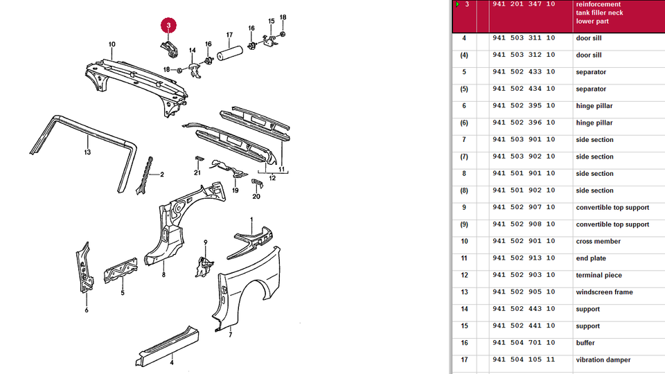 New Genuine Porsche 944 968 Cabriolet Tank Filler Neck Lower Part ...