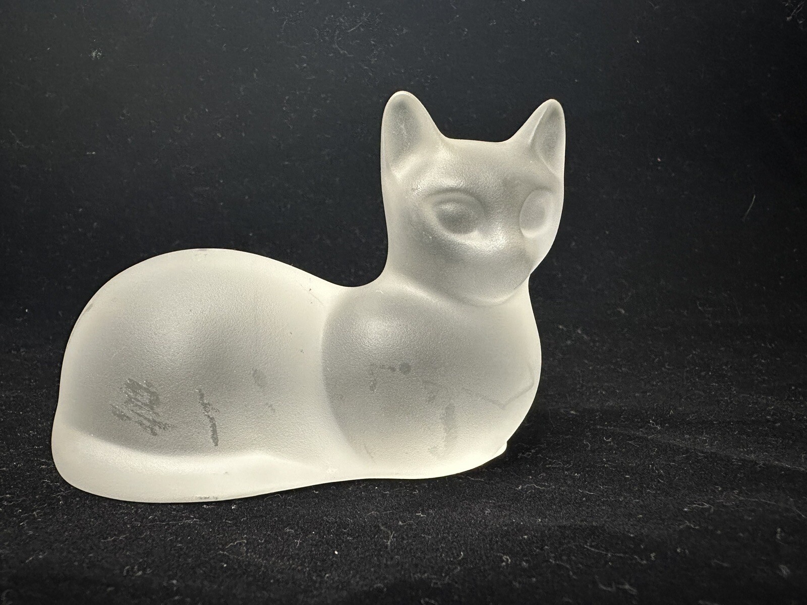 Vintage 1993 Lenox Frosted Clear Glass Resting Cat/Kitten VTG Figurine ...