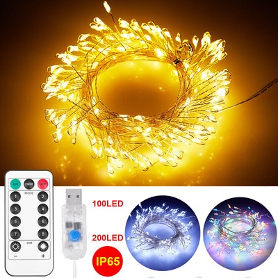 LED Firecracker Waterproof Christmas String Fairy Lights USB Outdoor ...