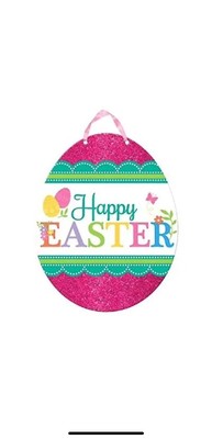amscan Happy Easter Hanging Egg Sign 11.5" x 9.25" Glitter Egg ...