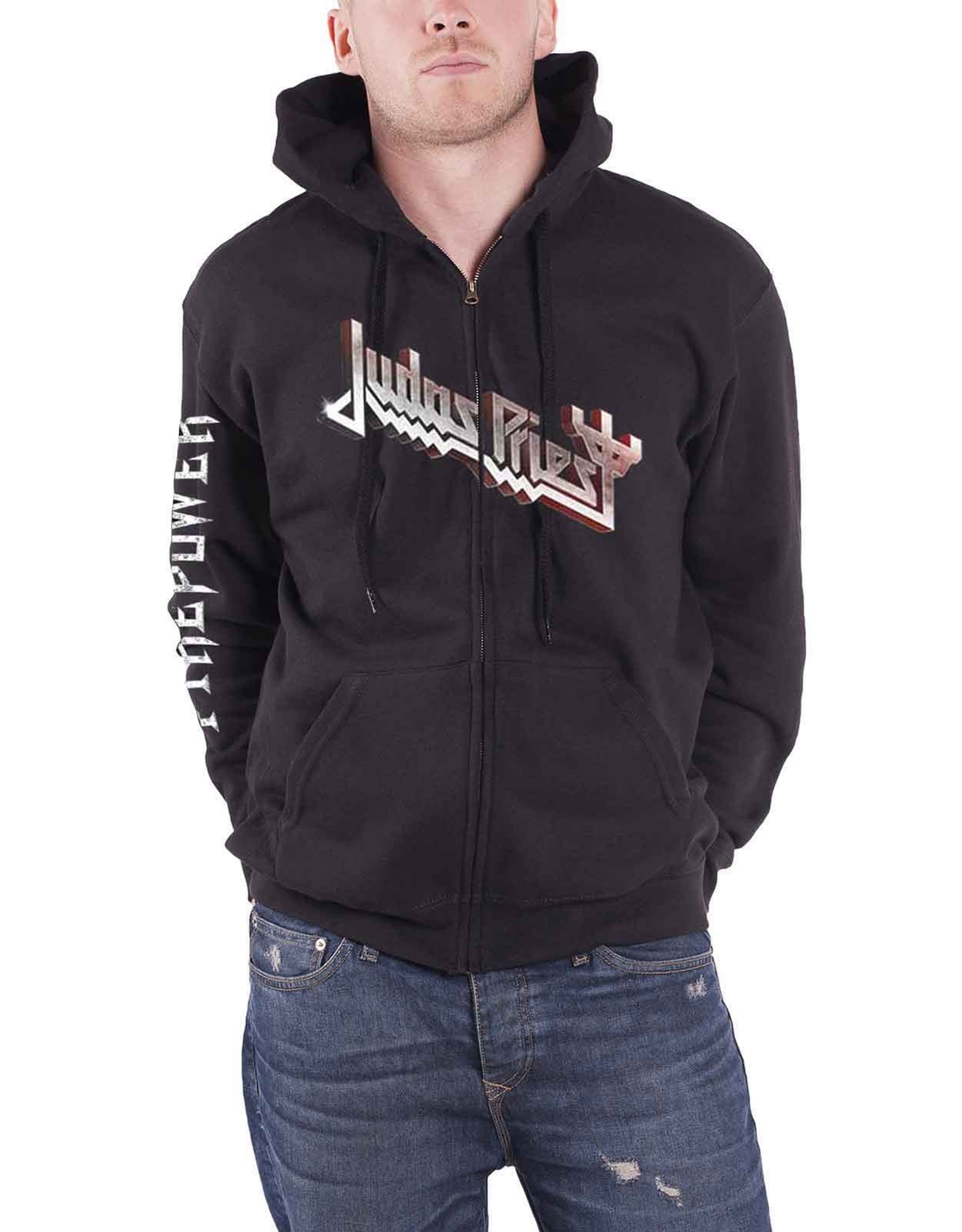 Judas Priest Hoodie Firepower Band Logo new Official Mens Black Zipped ...