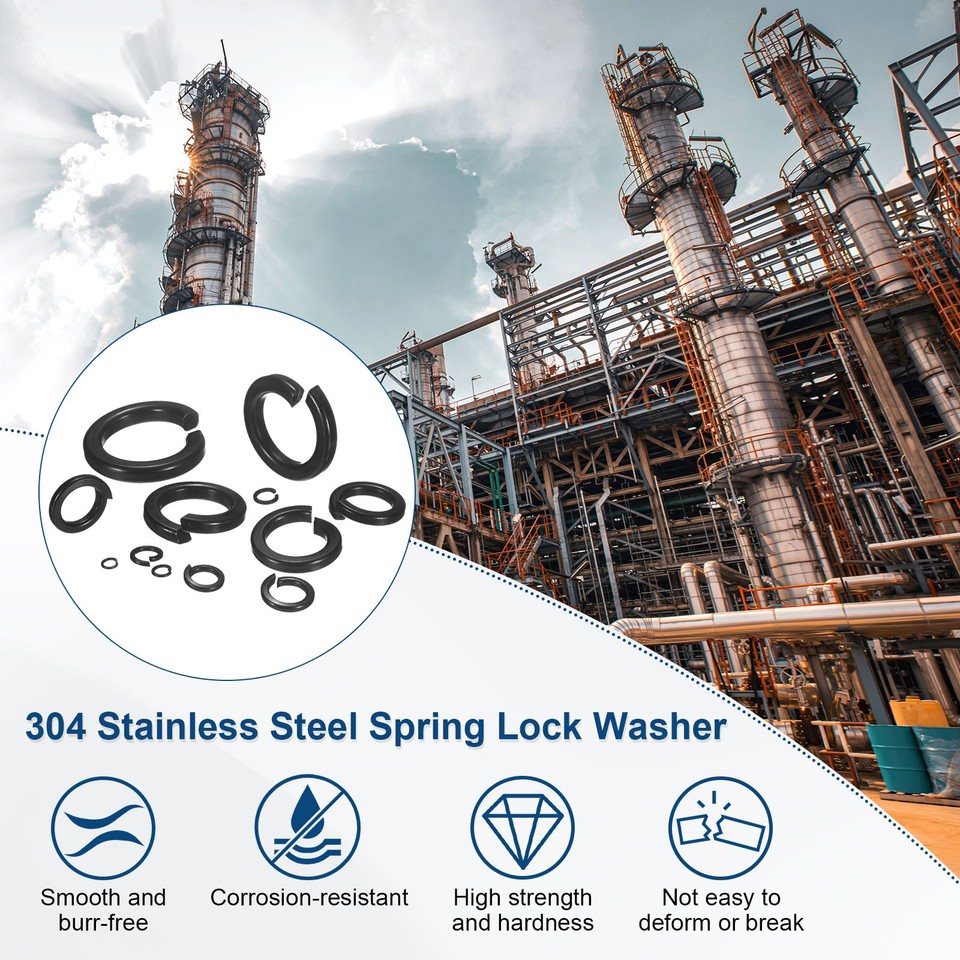 20-Pack Spring Lock Washer, M20 Stainless Steel Black Coating Elastic ...