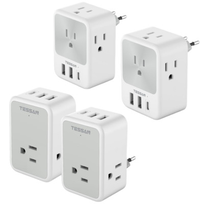 2-Pack European Travel Power Plug Adapter with Multi Outlet USB C to ...
