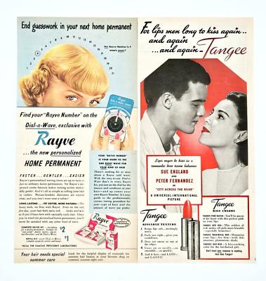 Vintage make-up hair perm ad Tangee lipstick Rayve home perm 2 ...
