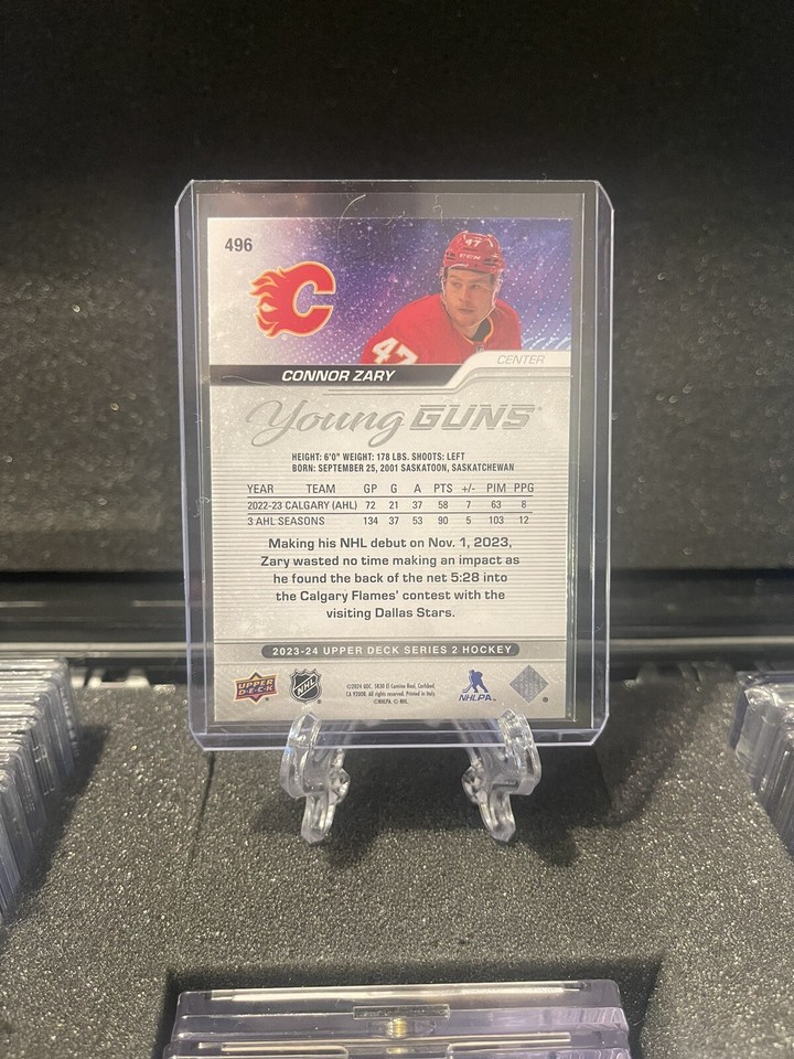 2023-24 Upper Deck Series 2 #496 CONNOR ZARY YOUNG GUNS RC CARD Flames ...