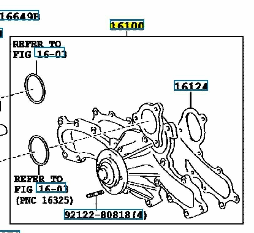 16100-39406 PUMP WATER LAND CRUISER 4.0 2003 1GRFE TOYOTA GENUINE OEM ...