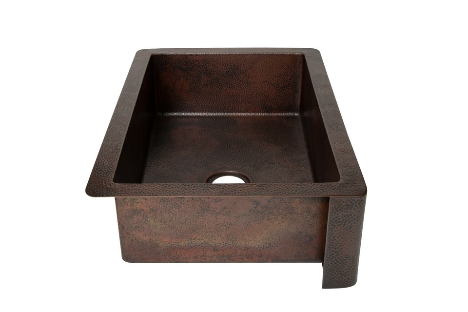 Farmhouse Bronze Copper Kitchen Sink: 33x22" w/ Fruits Design on Apron ...